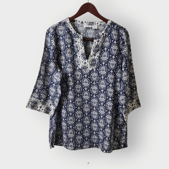 Sigrid Olsen | Tops | Sigrid Olsen Womens 0 Linen Medallion Print Tunic ...